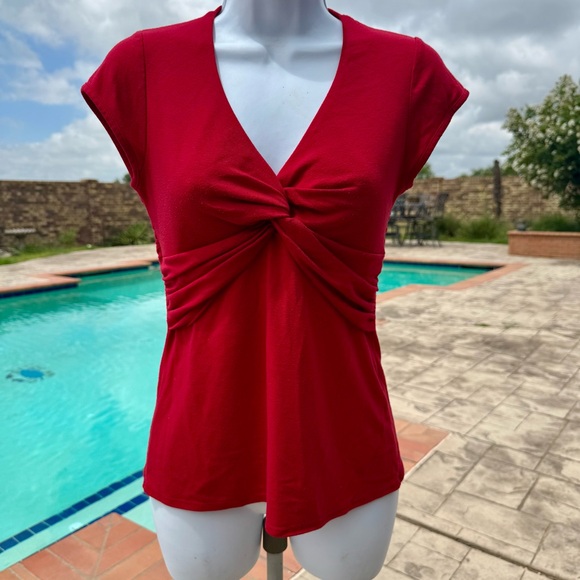Celine | Tops | Kay Celine Red Cap Sleeve Tie Front Blouse | Poshmark